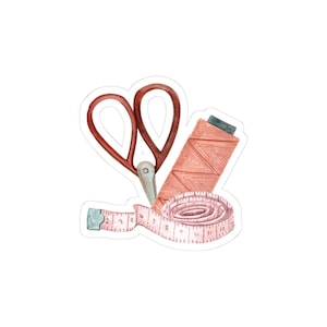 Sewing Scissors Needle and Thread Stickers | Kiss-cut Sticker - Etsy