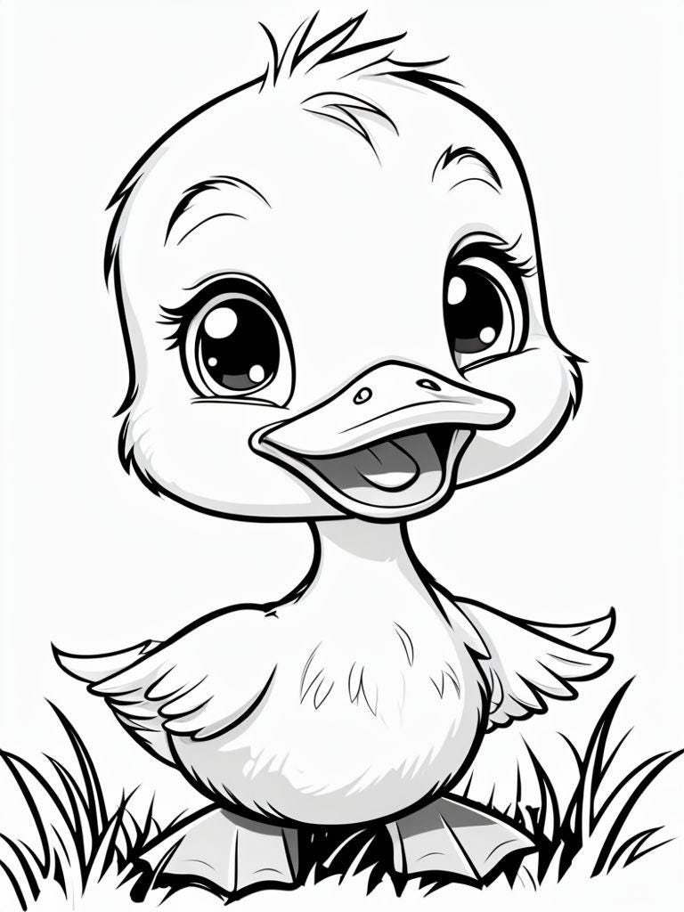 Adorable Baby Duck Coloring Page – Printable and Fun for All Ages ...