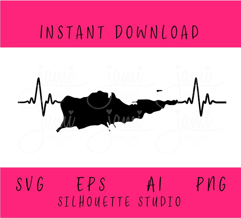 St Croix Virgin Island Heartbeat Svg Digital Download File Clip Art Svg ...