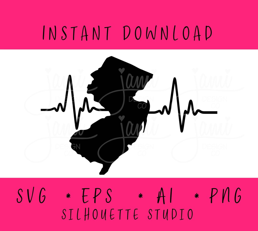 New Jersey State Heartbeat Svg Digital Download File Clip Art Svg File ...
