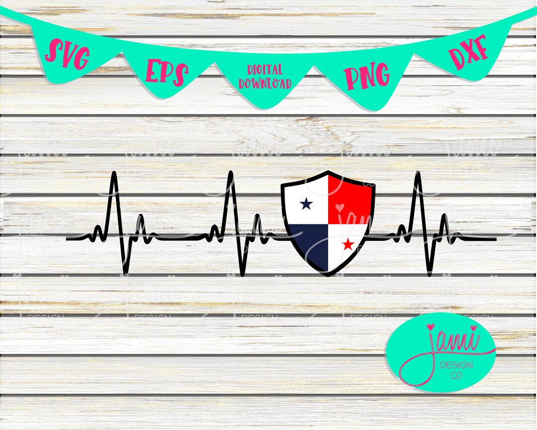 Panamanian Flag Heartbeat Svg | Digital Download | EPS | DXF | PNG ...