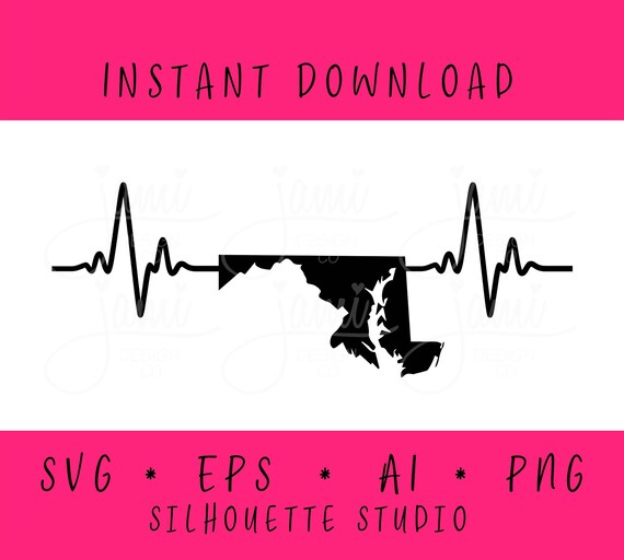 Maryland State Heartbeat Svg Digital Download File Clip Art | Etsy