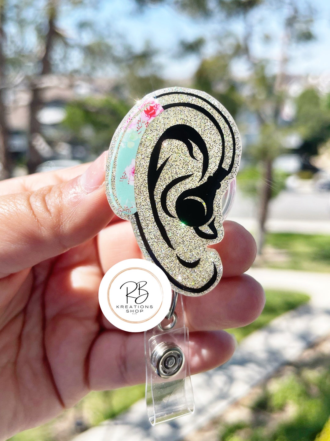 Hearing Aid Badge Reel | Ear With Hearing Aid Badge Reel | Cute Hearing ...
