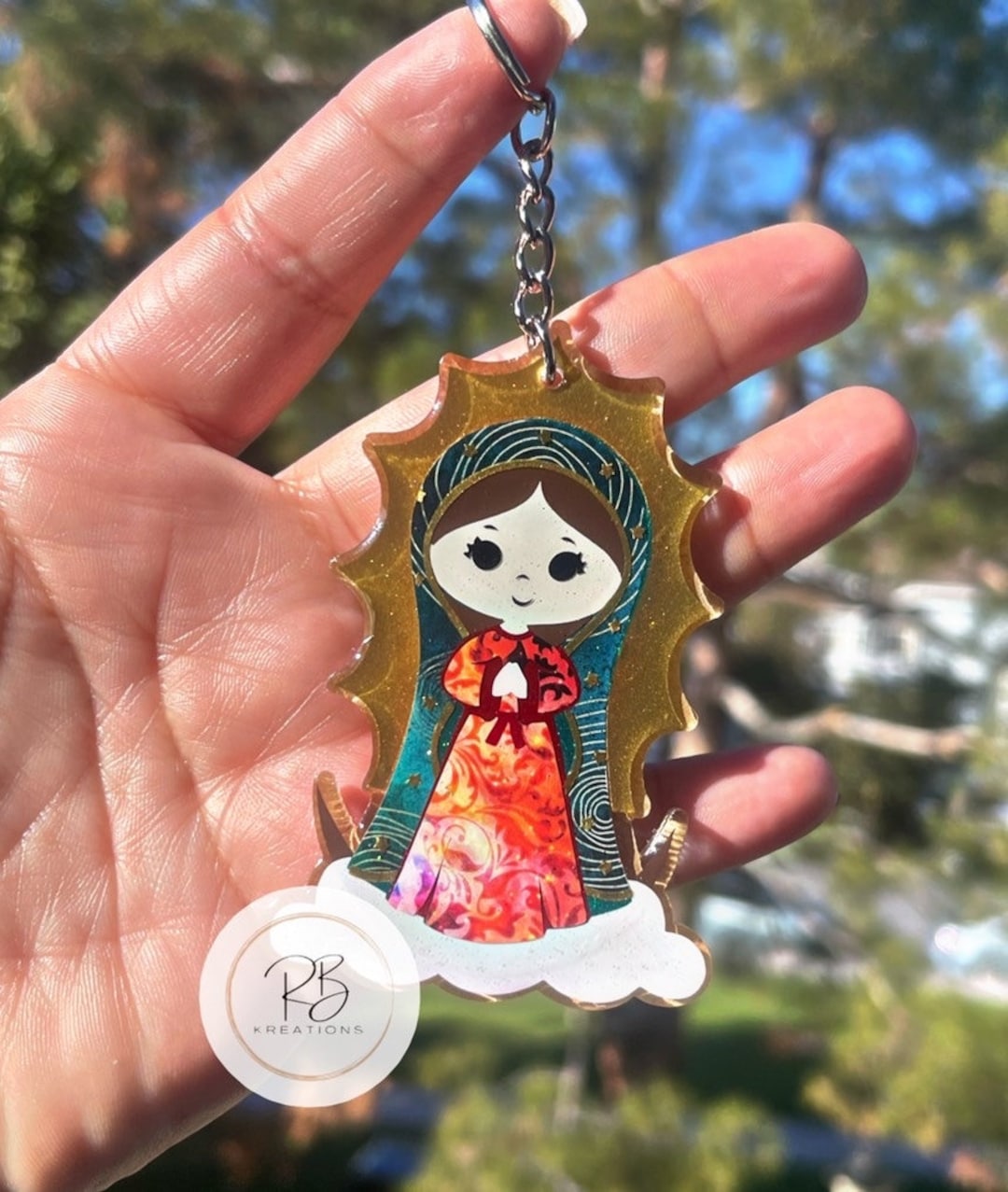 Virgin Mary Keychain | Virgencita Llavero | Acrylic Keychain ...