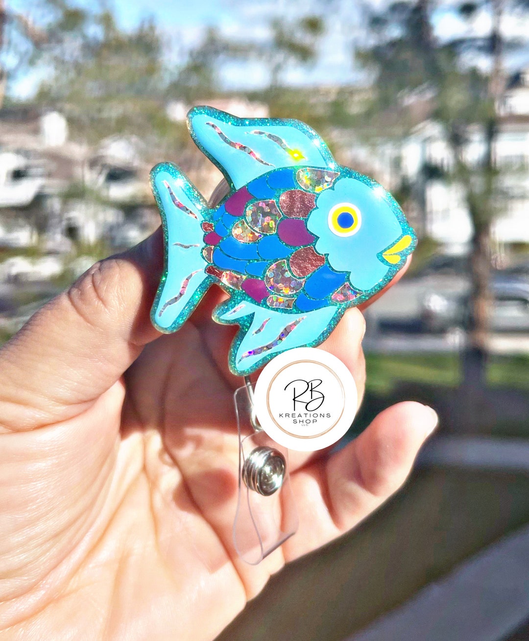 Rainbow Fish Badge Reel | Cute Fish Badge Reel | Cute Badge Holder ...