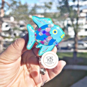 Rainbow Fish Badge Reel | Cute Fish Badge Reel | Cute Badge Holder ...