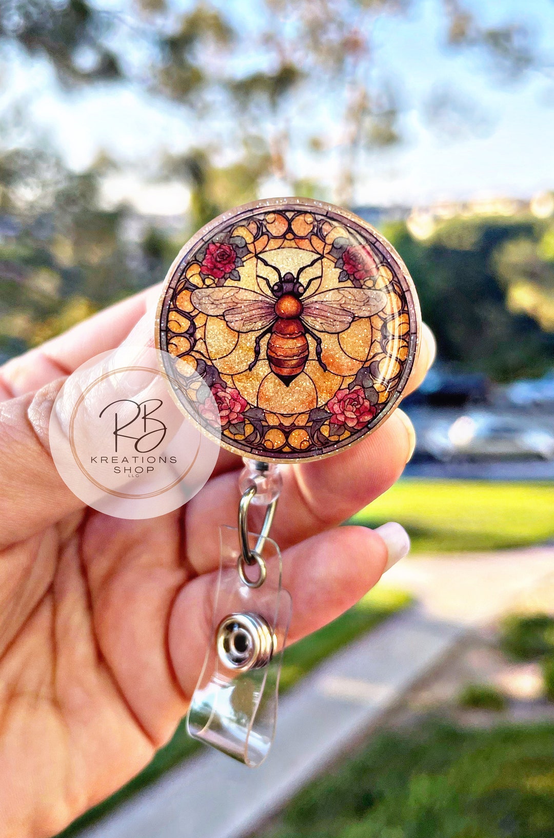 Stained Glass Bee Badge Reel | Medical Badge Reel | Hospital Staff ...