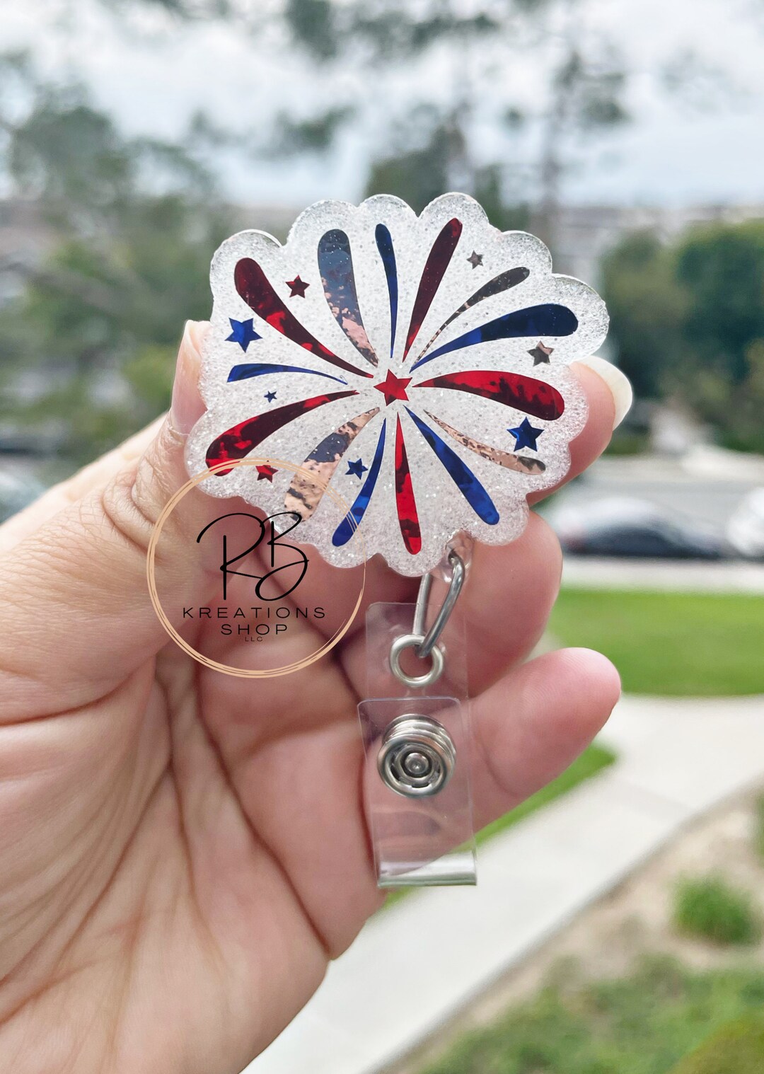 Firework Badge Reel | Fourth of July Badge Reels | Patriotic Fire Work ...