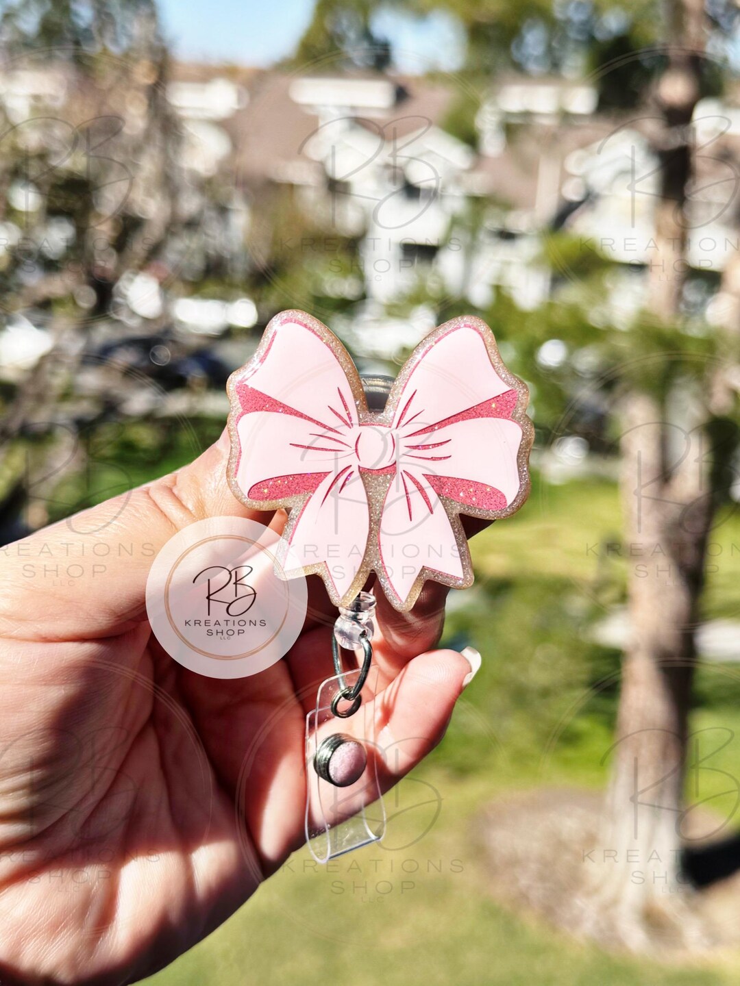 Pink Coquette Bow Badge Reel | Pink Bow Badge Reel | Coquette Badge ...