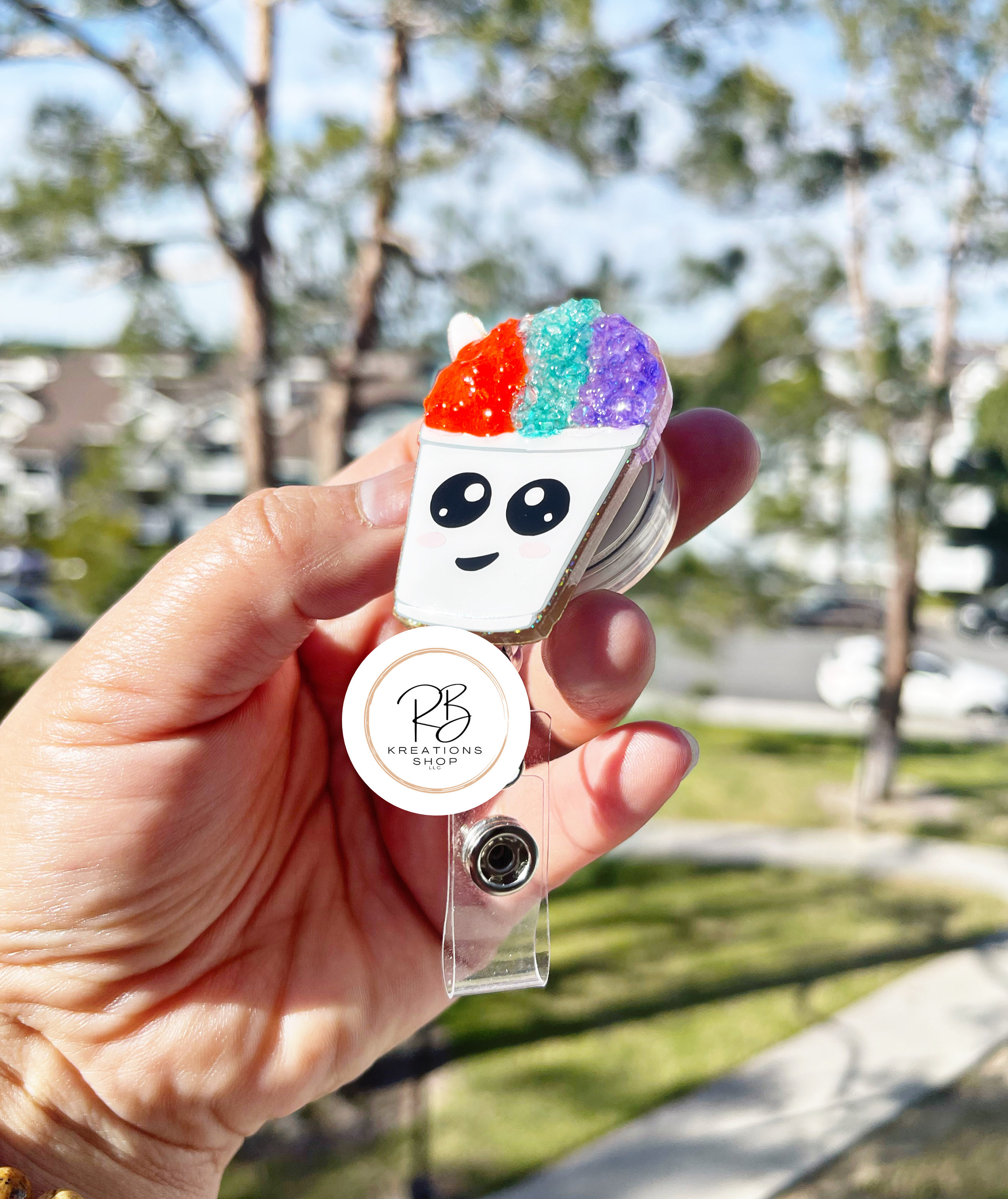 Shaved Ice Badge Reel | Snowball Badge Holder | Food Badge Reel | Nurse ...