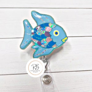 Rainbow Fish Badge Reel | Cute Fish Badge Reel | Cute Badge Holder ...