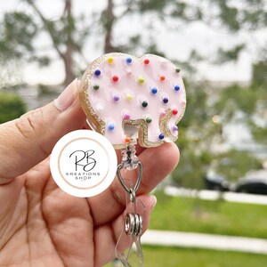 Pink Chubby Elephant Animal Cookie Badge Reel |pink Animal Cookie ...