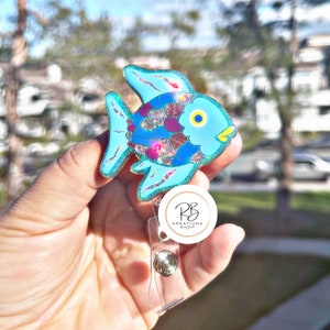 Rainbow Fish Badge Reel | Cute Fish Badge Reel | Cute Badge Holder ...