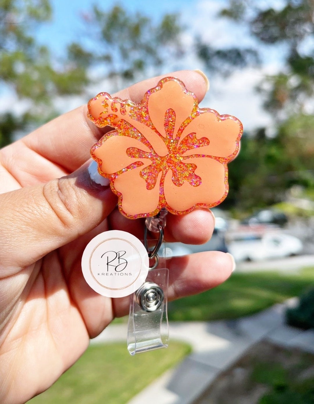 Hibiscus Flower Badge Reel | Pretty Hibiscus Flower Badge Reel ...