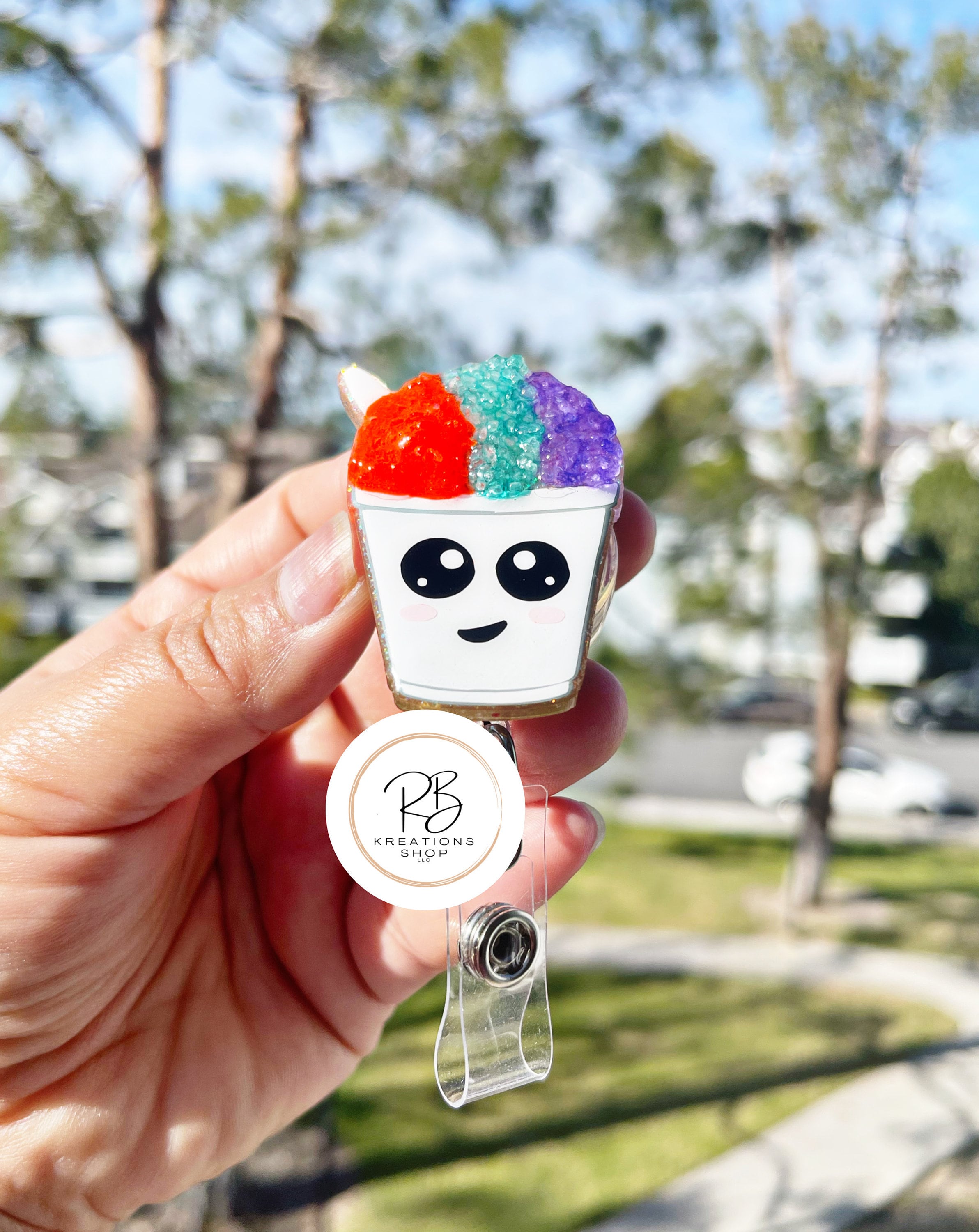 Shaved Ice Badge Reel | Snowball Badge Holder | Food Badge Reel | Nurse ...