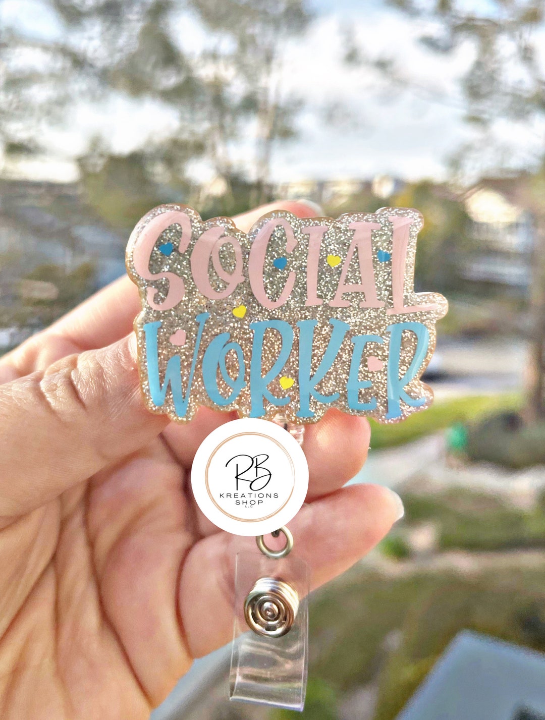 Social Worker Badge Reel | Social Worker Glitter Badge Reel | SW Badge ...