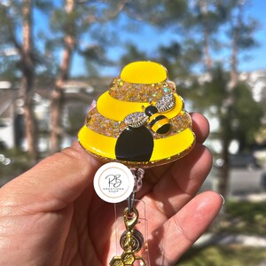 Cute Beehive W/ 3D Bee Badge Reel | Nurse Badge Holder | Teacher ID ...