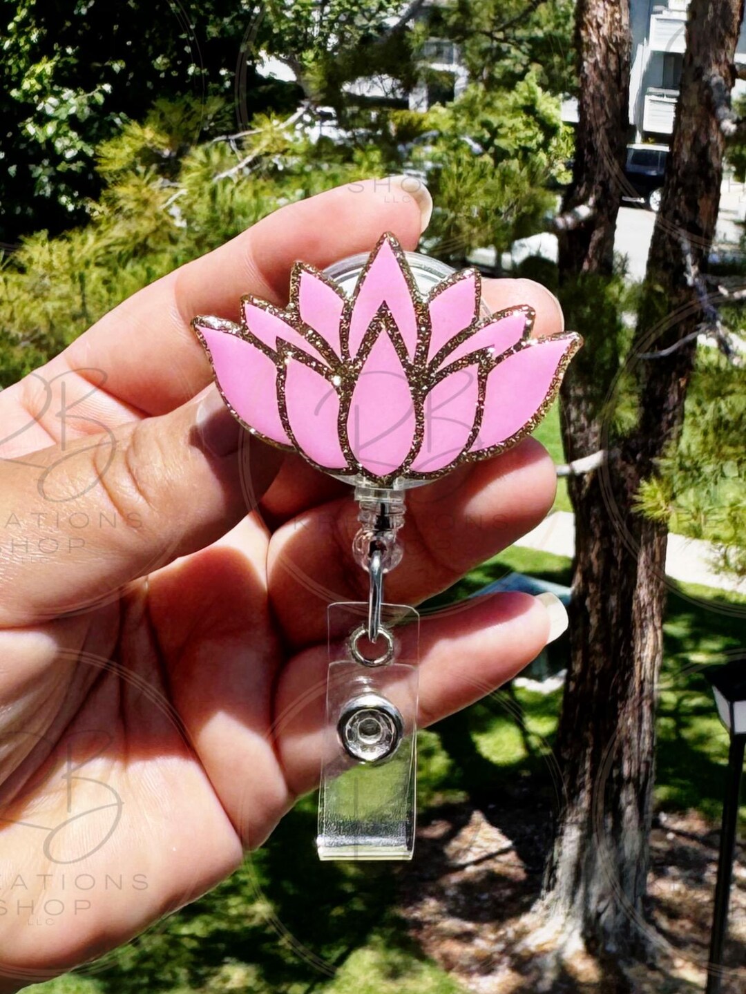Pink Lotus Badge Reel | Lotus Badge Reel | Flower Badge Reel | Hospital ...