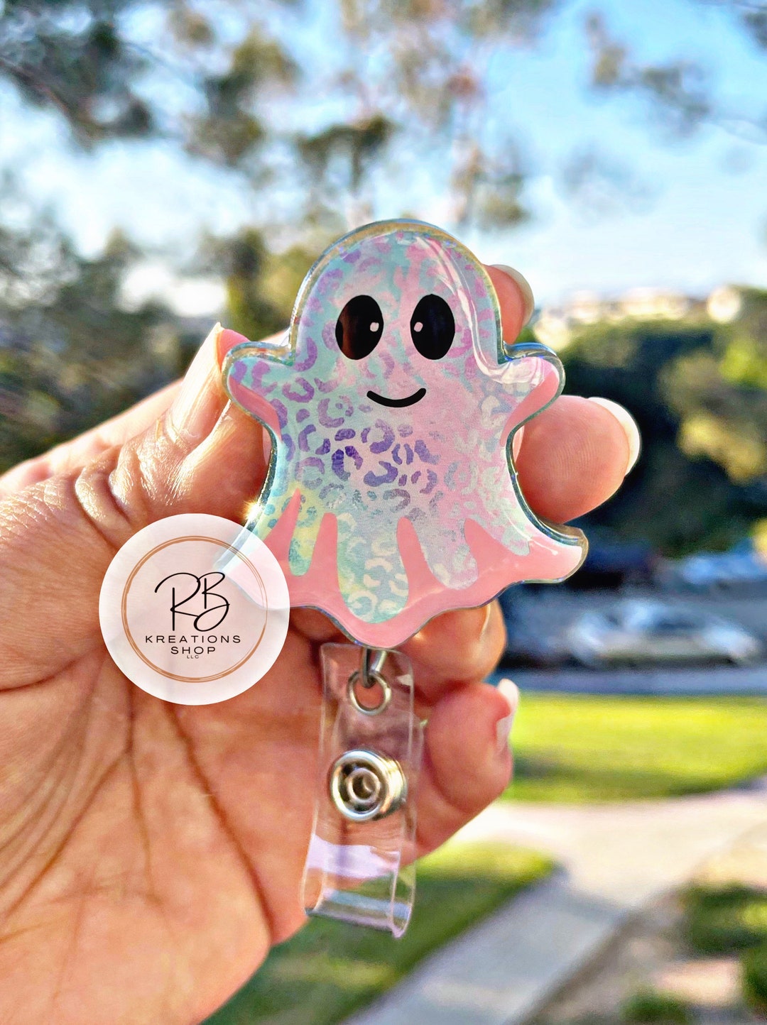 Pastel Ghost Badge Reel #2 | Cute Halloween | Medical Badge Reel ...