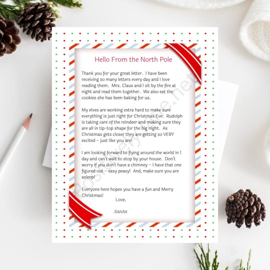 Printable Santa Letters Christmas Stationery Set Letter TO Santa ...