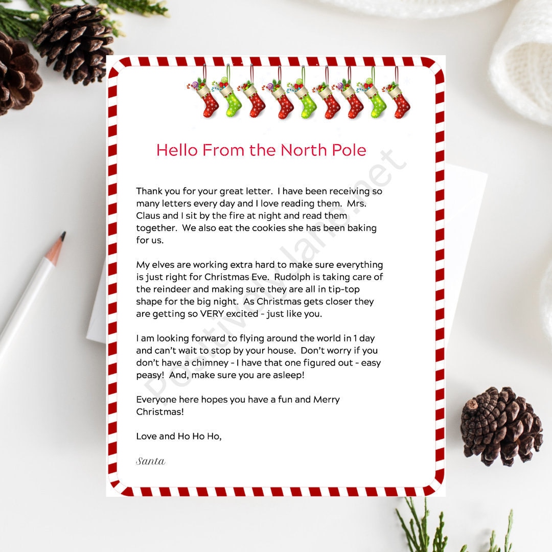 Printable Santa Letters Christmas Stationery Set Letter TO Santa ...