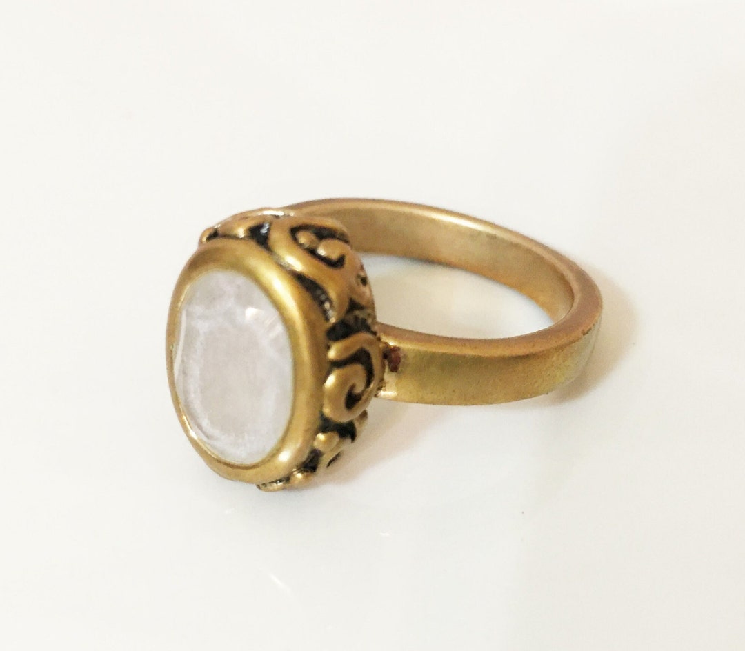 Frosted Gold Tone BARSE Ring Gold BARSE Ring Elegant Ring Frosted Glass ...