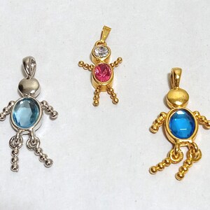 Miniature Silver & Gold Vermeil Kid Charms for Necklaces Vermeil Gold ...