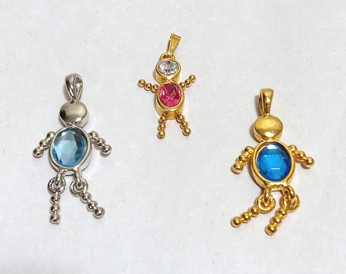 Miniature Silver & Gold Vermeil Kid Charms for Necklaces; Vermeil Gold ...