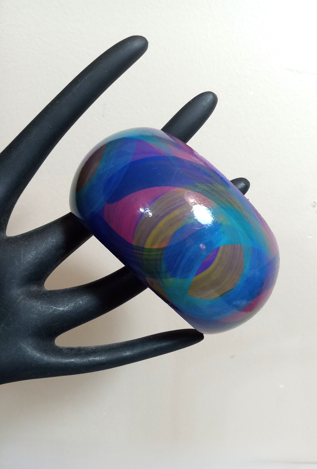 Vintage 1980 PHILIPPINES Pink Blue and Purple Swirl Bangle Bracelet ...