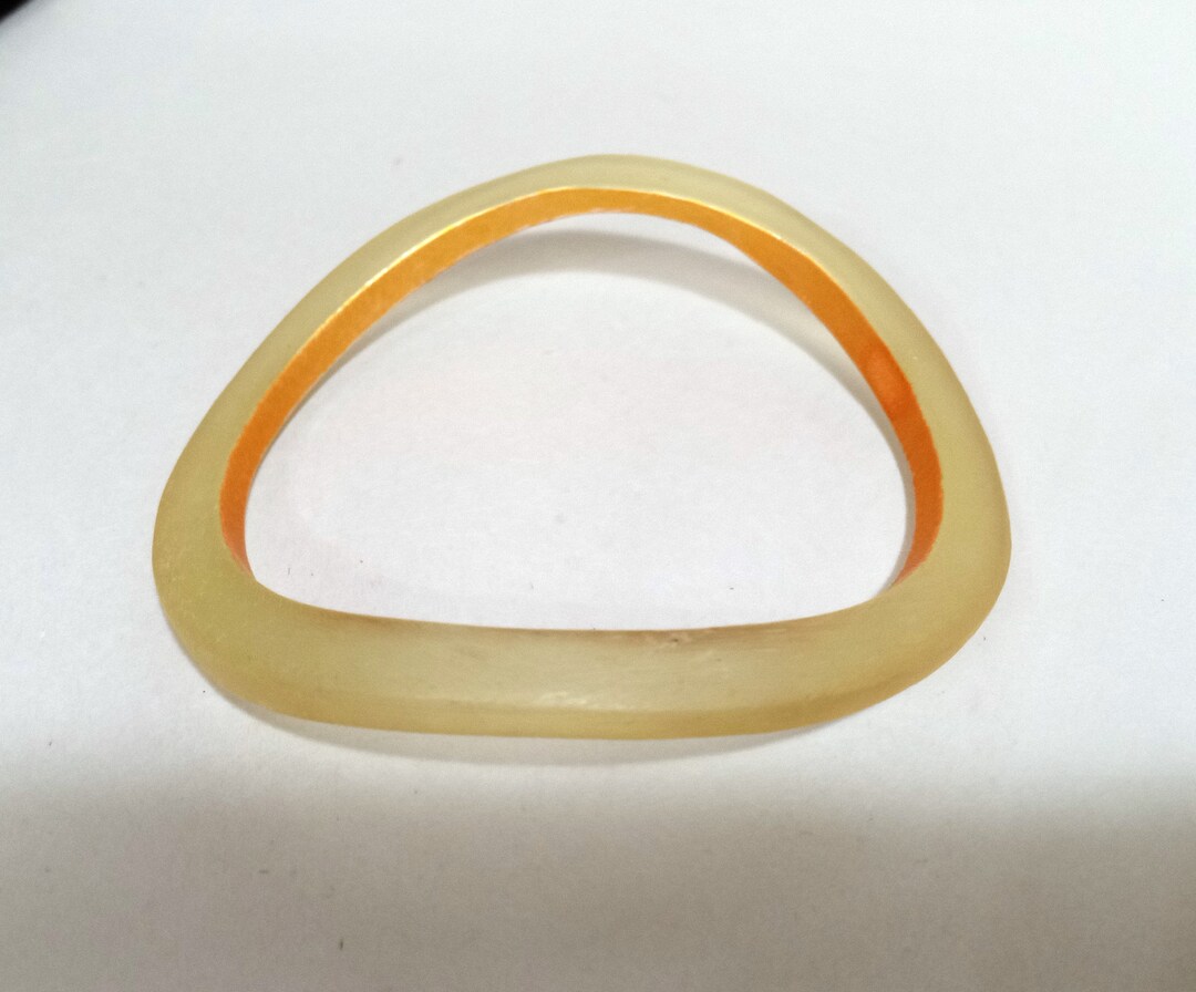 Vintage Frosted Yellow and Gold Wave Bangle Bracelet; Vintage Wavey ...