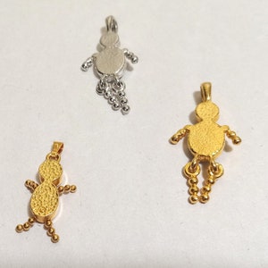 Miniature Silver & Gold Vermeil Kid Charms for Necklaces Vermeil Gold ...