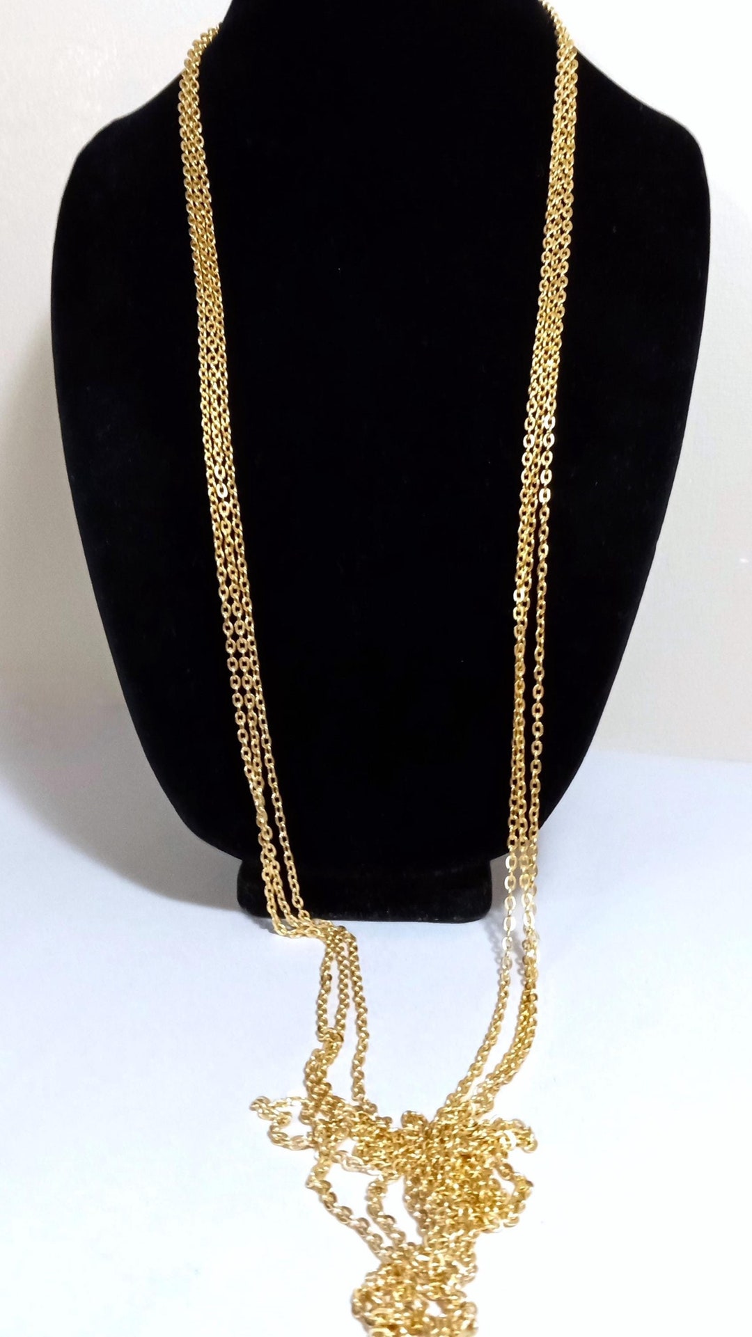 Vintage 1970 Triple Oval Curb Chain Necklace Vintage Gold Tone 52 Chain ...
