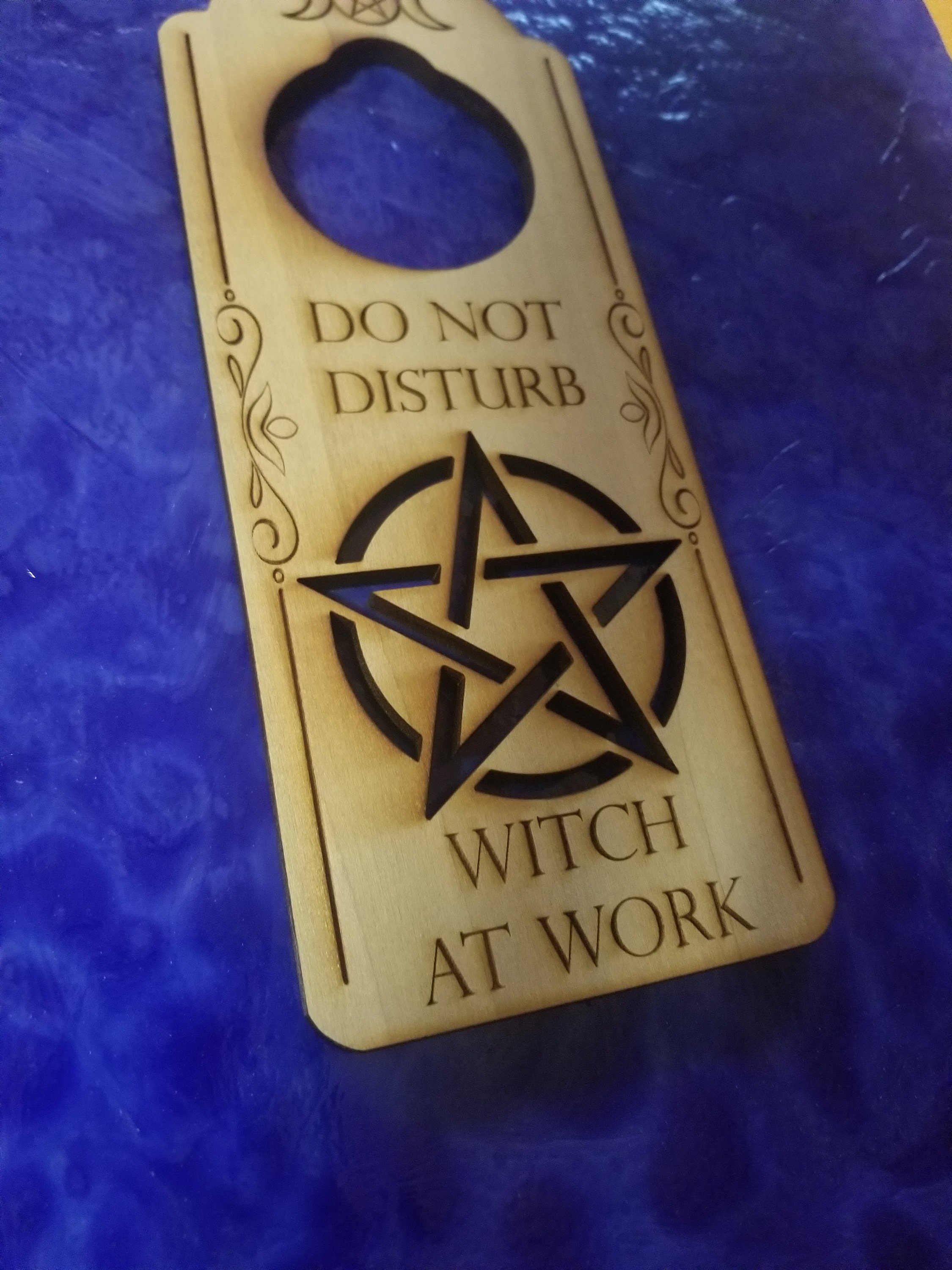 Do Not Disturb Witch at Work Wood Engraved Door Hanger Sign | Etsy