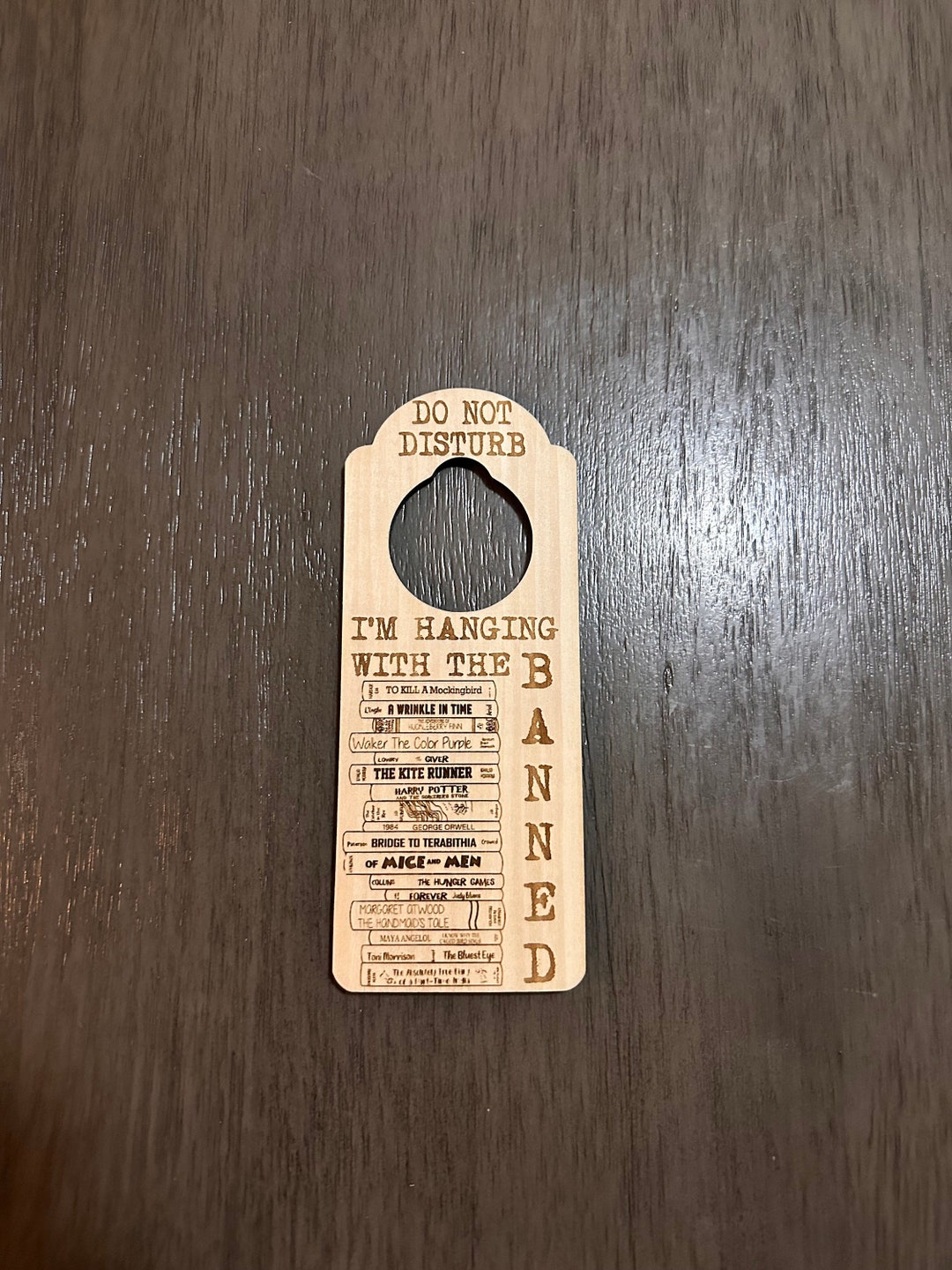 Hanging With the Banned Do Not Disturb Reading Engraved Door Hanger ...