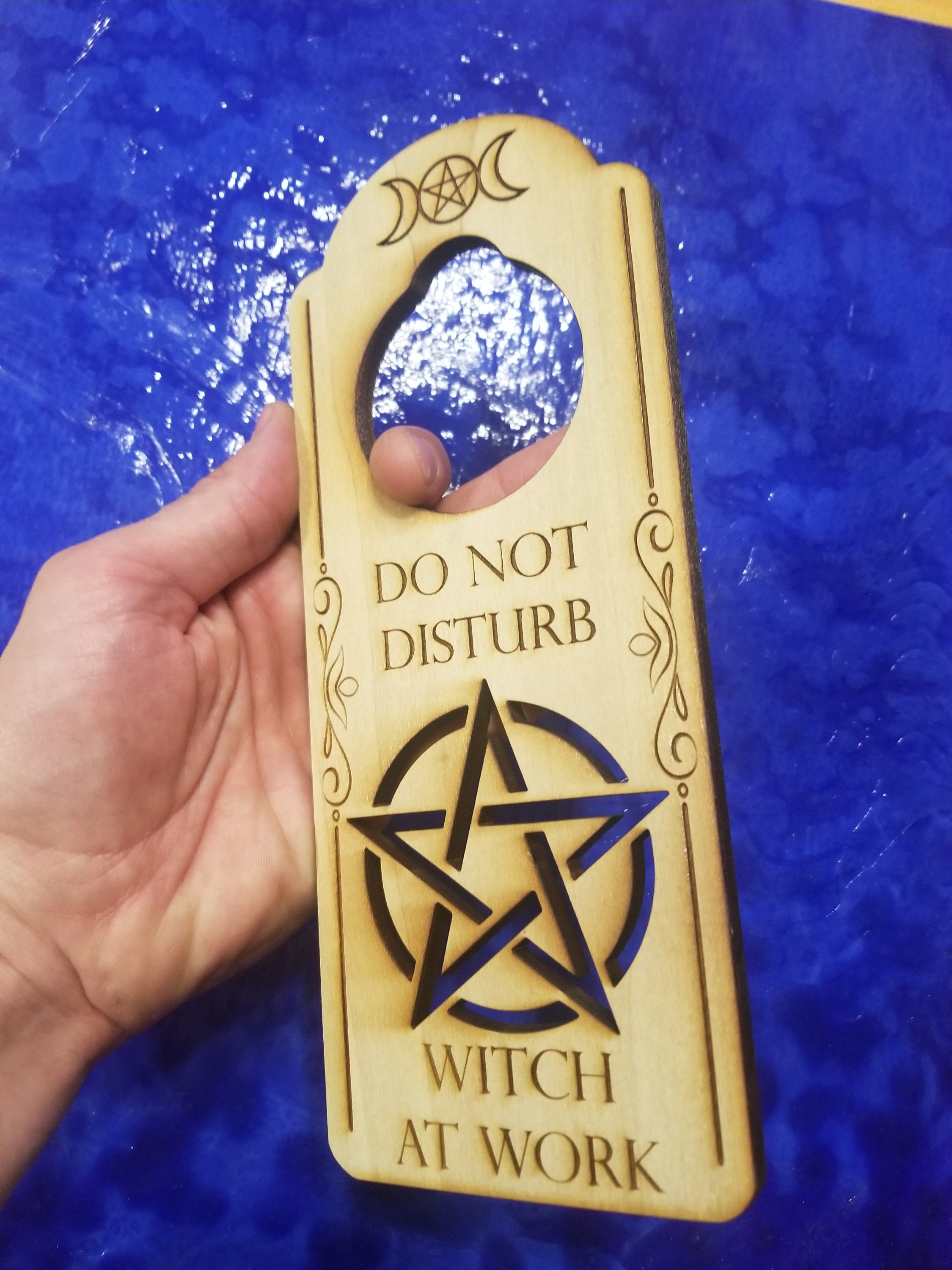 Do Not Disturb Witch at Work Wood Engraved Door Hanger Sign | Etsy