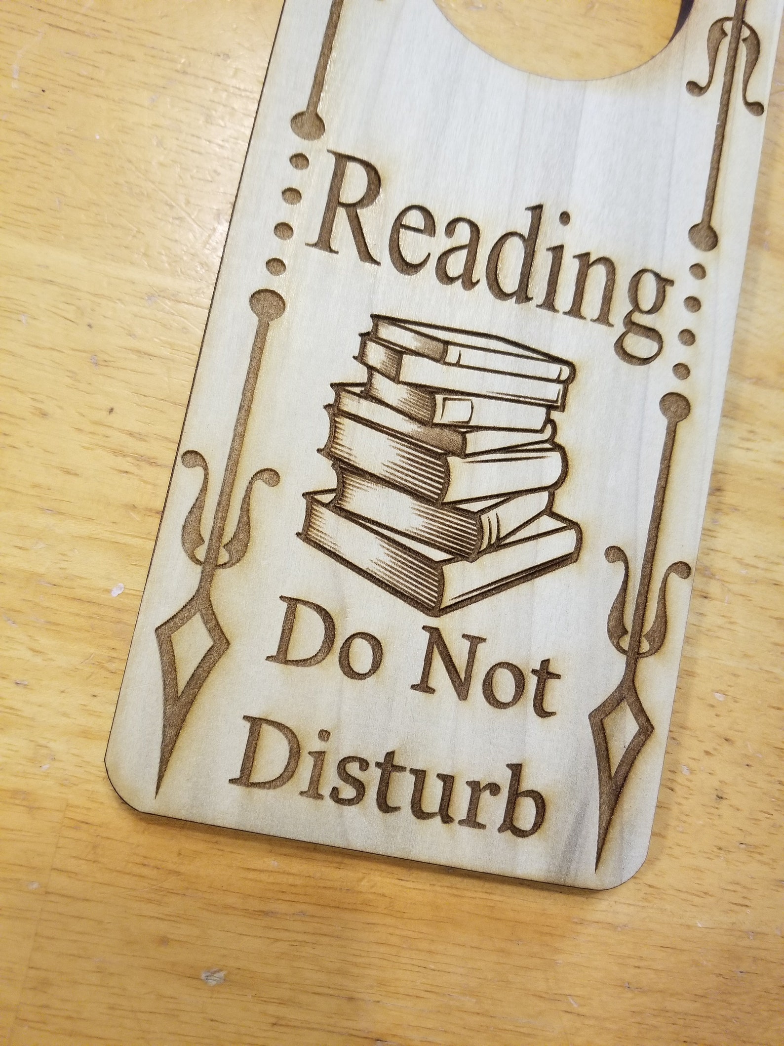 Reading Do Not Disturb Engraved Door Hanger Sign Bookworm | Etsy