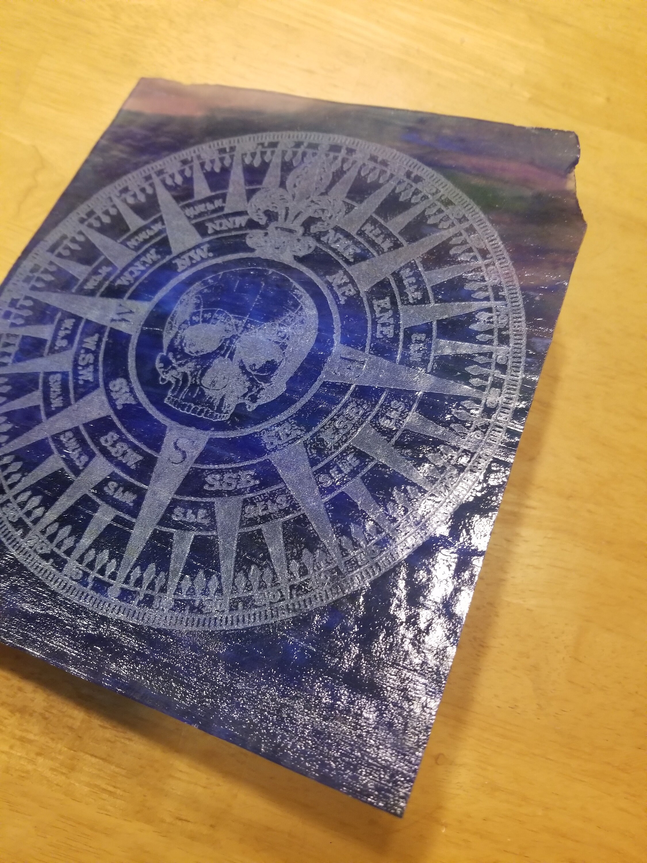 Death Compass Human Skull Etching on Youghiogheny Stained | Etsy