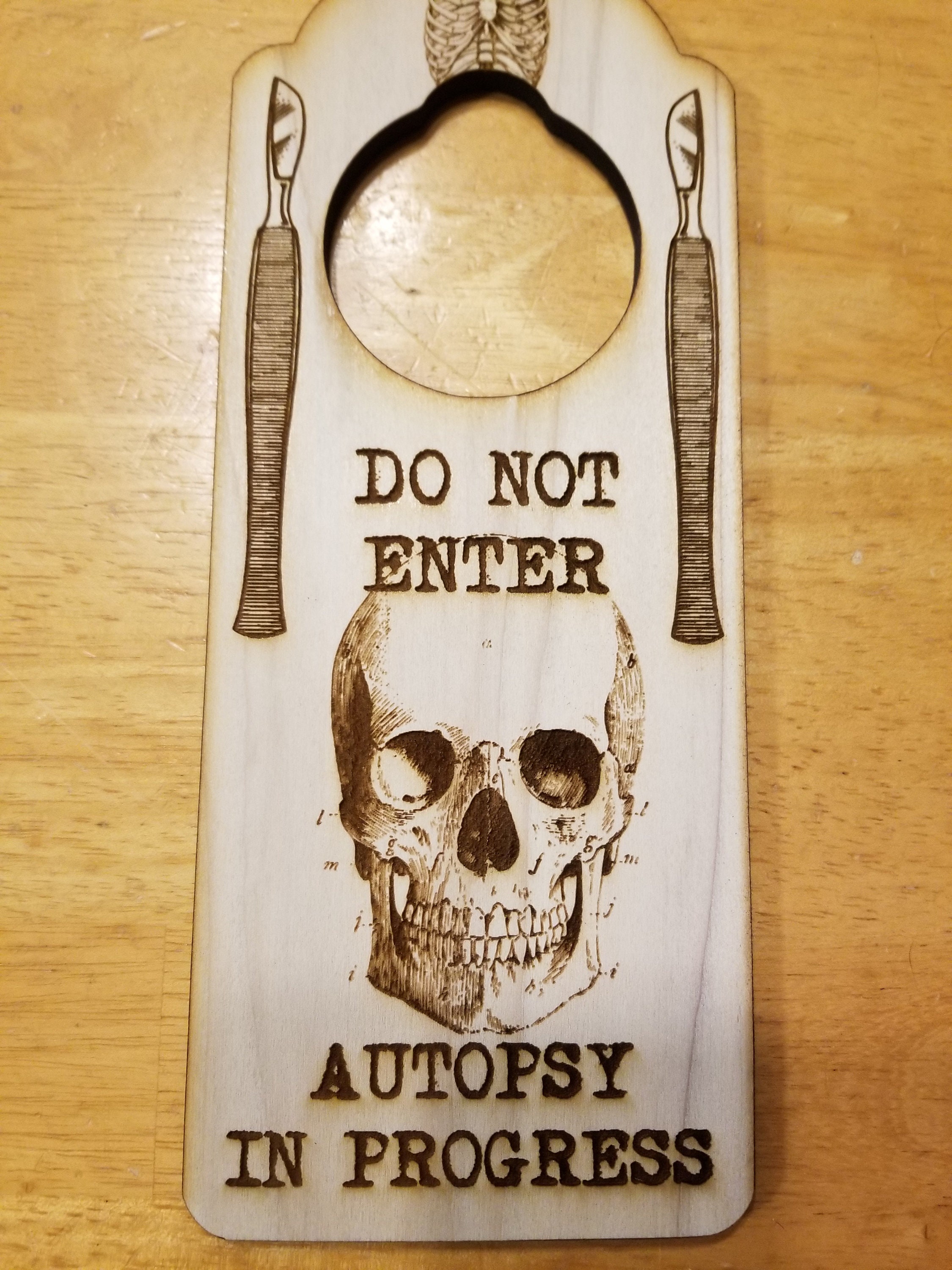 Do Not Disturb Autopsy Engraved Door Hanger Sign | Etsy