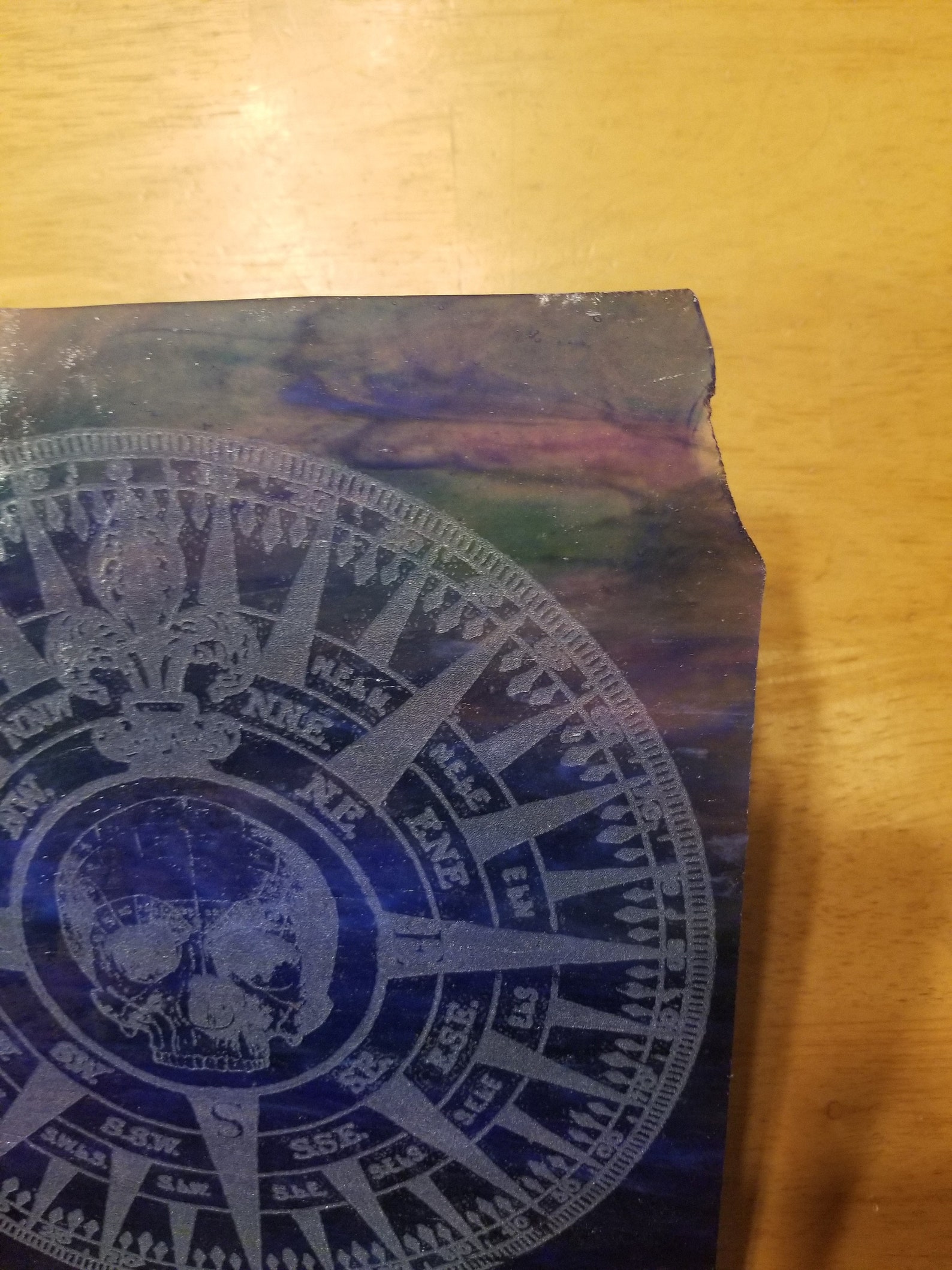 Death Compass Human Skull Etching on Youghiogheny Stained | Etsy