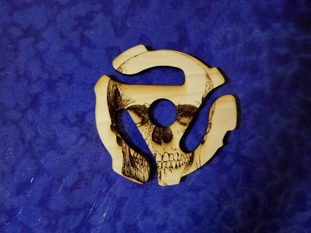 Skull Engraved 45 Vinyl Record Spindle Wall Hanging Piece 5 - Etsy