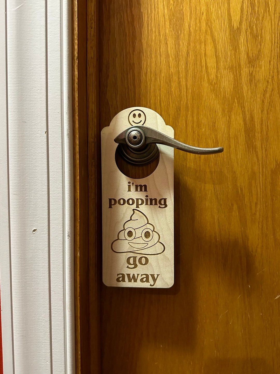 I’m Pooping Go Away Do Not Disturb Engraved Bathroom Door Hanger Sign ...