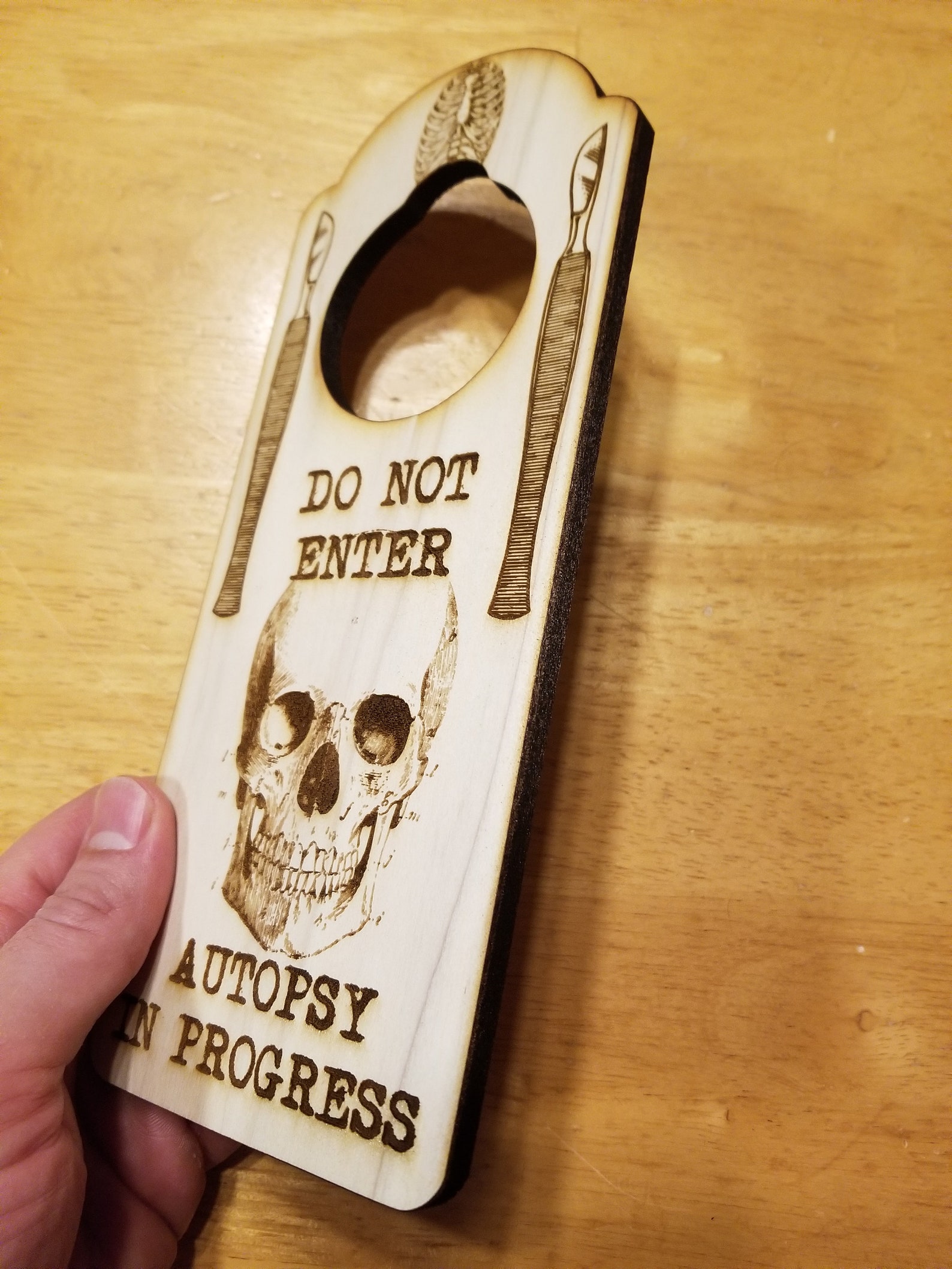 Do Not Disturb Autopsy Engraved Door Hanger Sign | Etsy