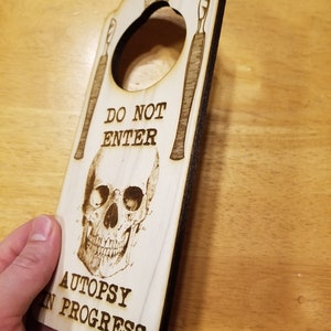 Do Not Disturb Autopsy Engraved Door Hanger Sign - Etsy
