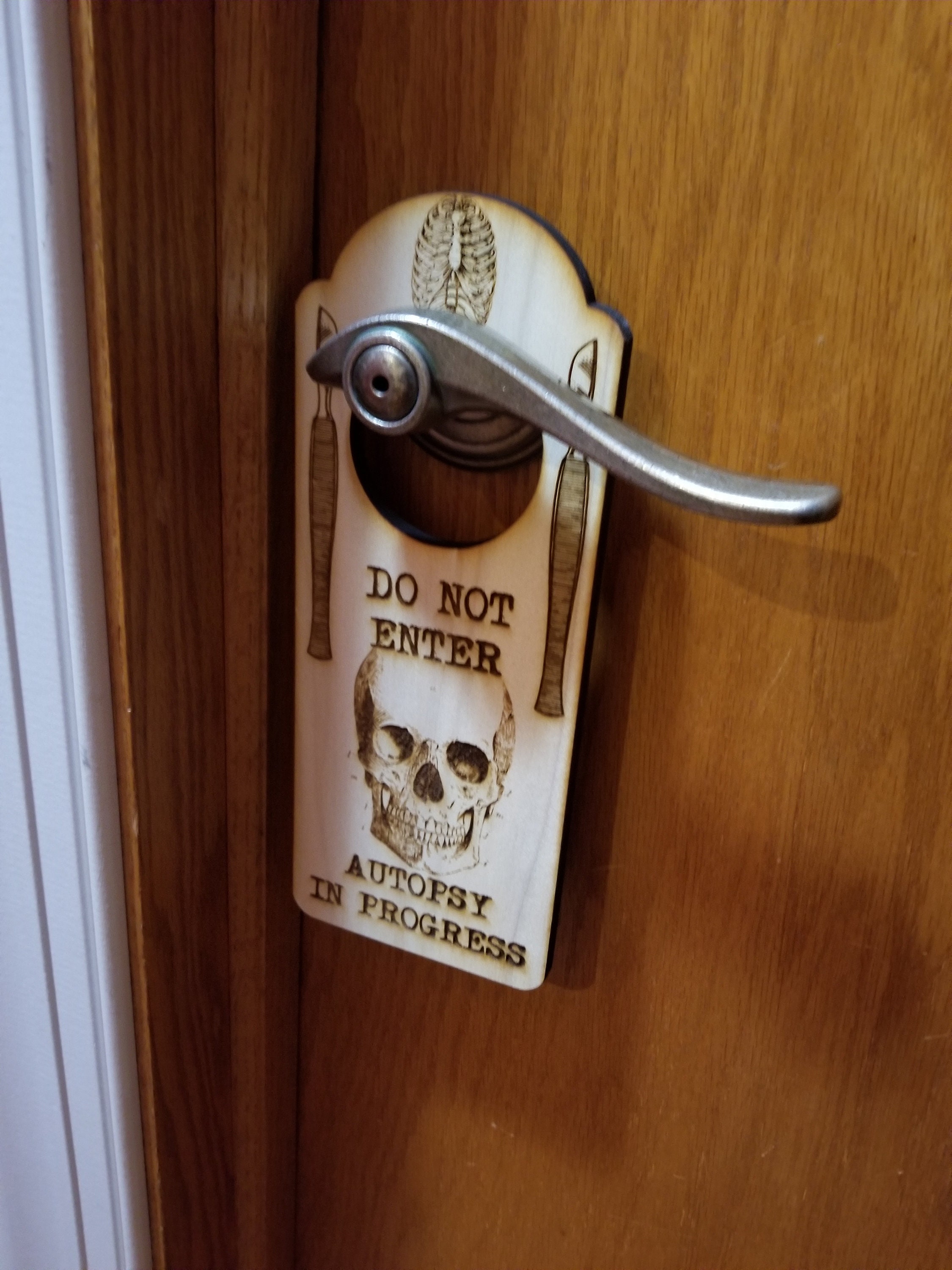 Do Not Disturb Autopsy Engraved Door Hanger Sign | Etsy