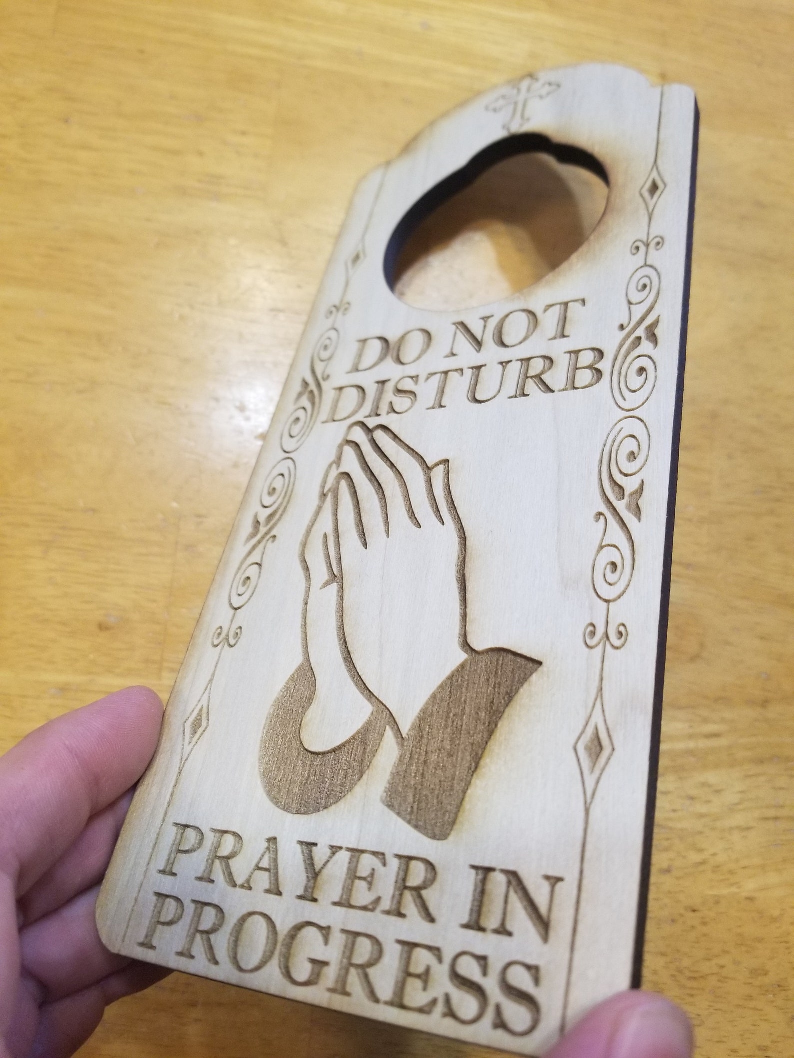 Do Not Disturb Prayer in Progress Engraved Door Hanger Sign | Etsy