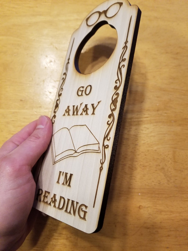 Go Away I'm Reading Do Not Disturb Engraved Door Hanger - Etsy