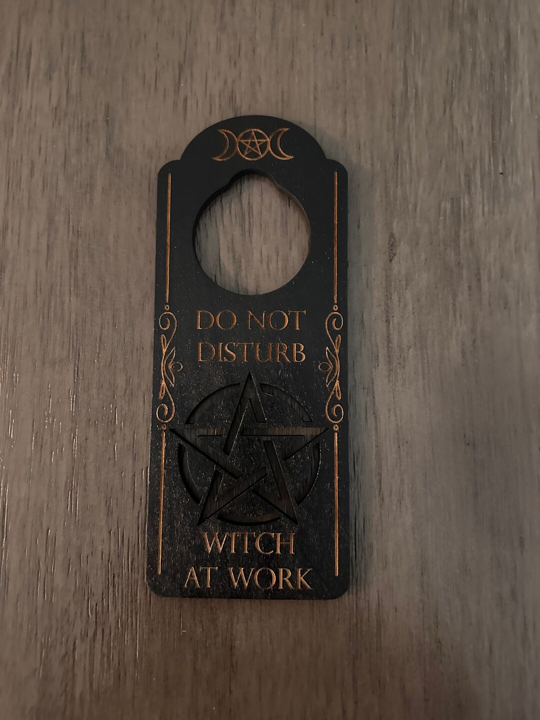 Do Not Disturb Witch at Work Black Wood Engraved Door Hanger Sign ...