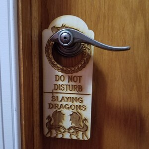 Do Not Disturb Slaying Dragons Engraved Door Hanger Sign RPG Dungeons ...