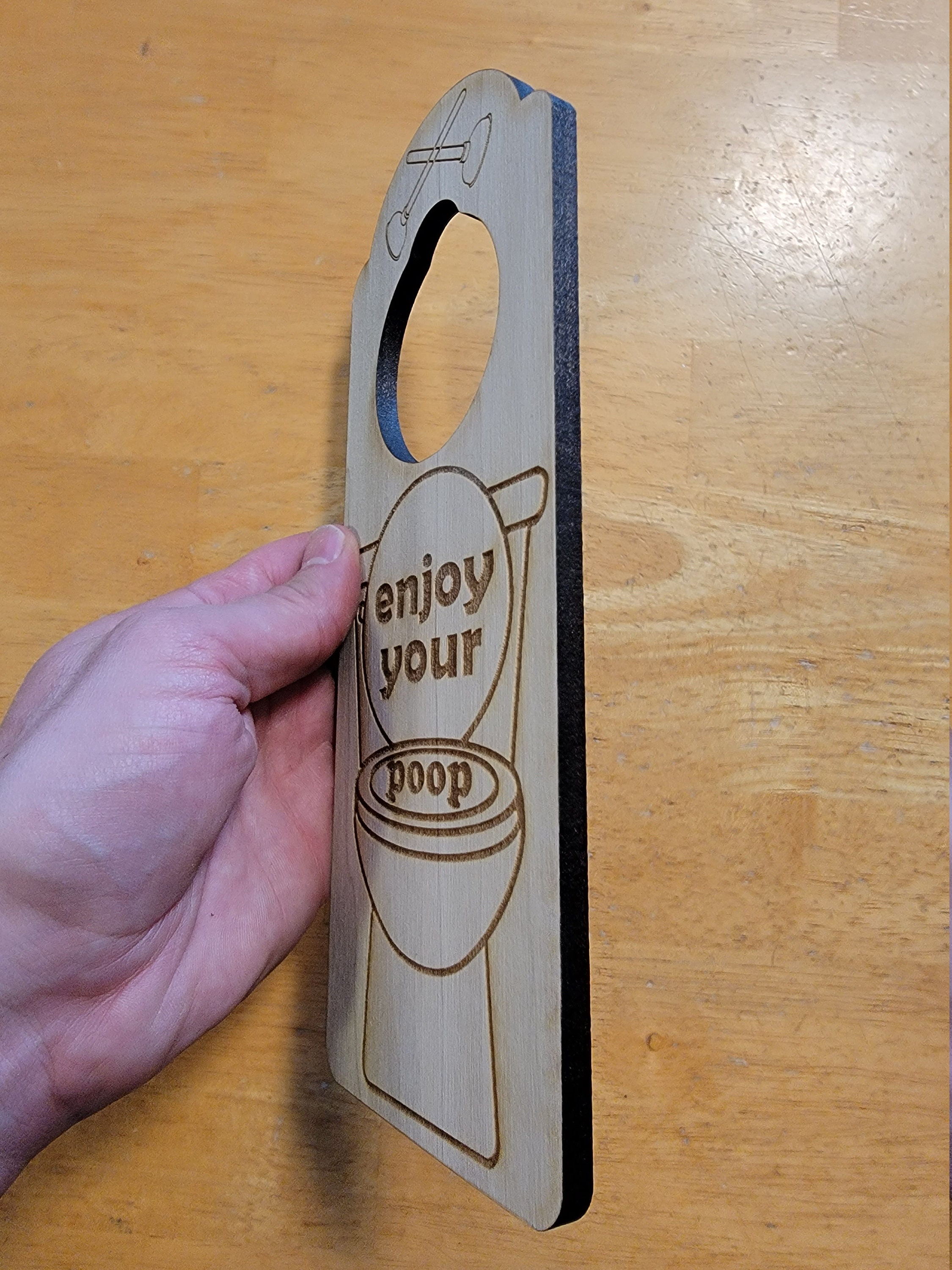 Enjoy Your Poop Engraved Door Hanger Sign - Etsy