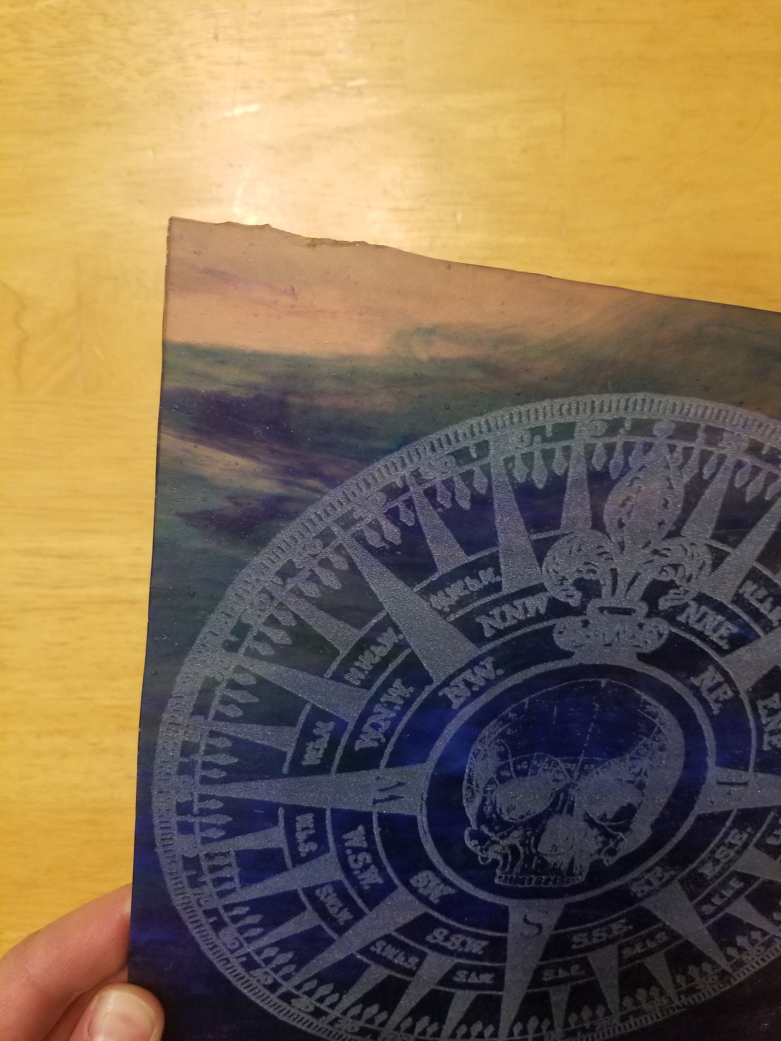 Death Compass Human Skull Etching on Youghiogheny Stained | Etsy